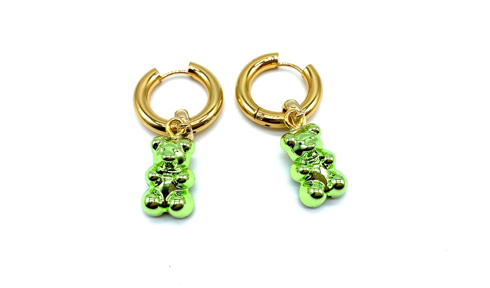 Chrome Gummy Bear Earrings Green Cicely Margo